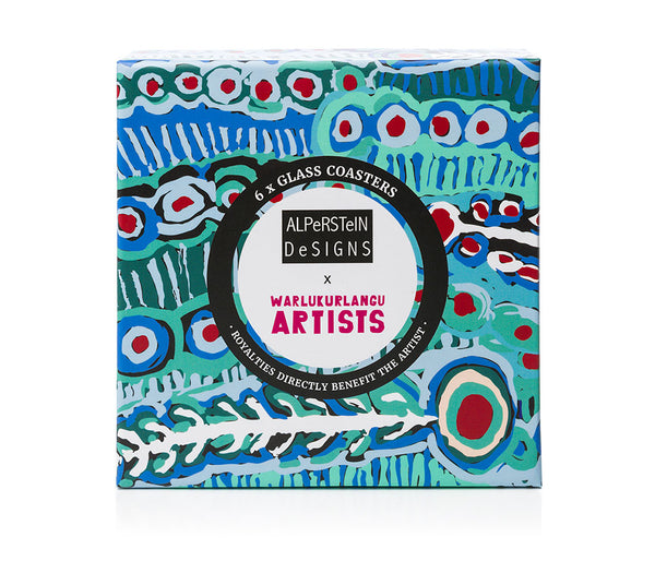 Aboriginal Art Glass Coaster Set - Murdie Nampijinpa Morris ...