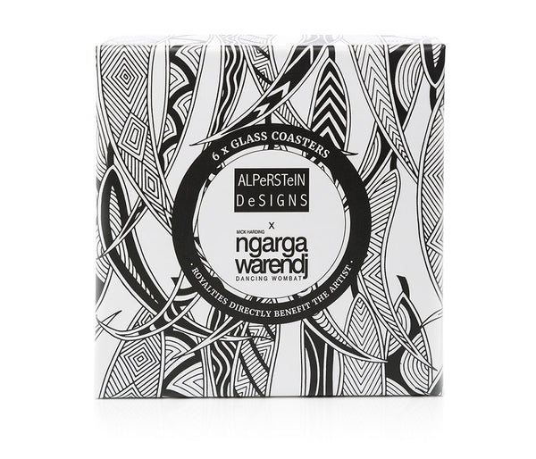 Aboriginal Art Glass Coaster Set - Ngarga Warendj (Dancing Wombat ...
