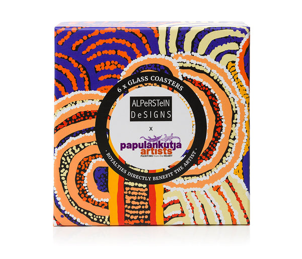 Aboriginal Art Glass Coaster Set - Nora Nyutjangka Davidson ...