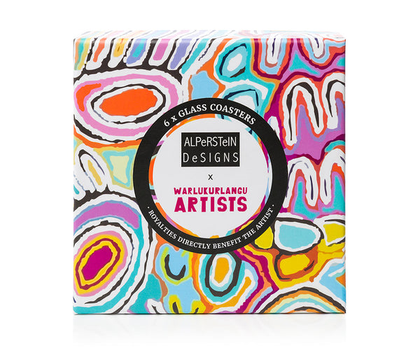 Aboriginal Art Glass Coaster Set - Judy Napangardi Watson - Alperstein ...