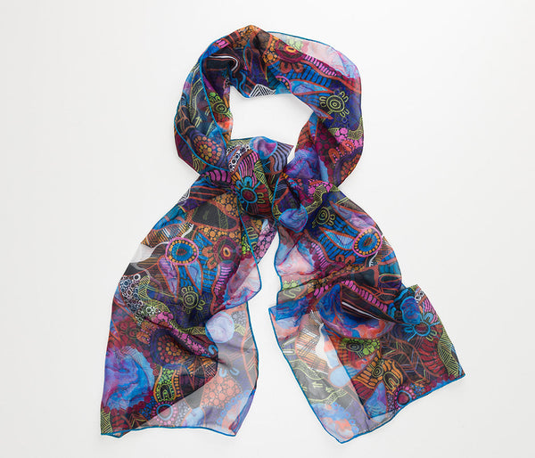 Aboriginal Art Sheer Scarf - Justin Butler - Alperstein Designs