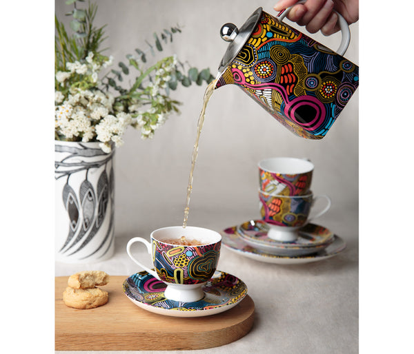 Aboriginal Art Tea Cup & Saucer - Justin Butler - Alperstein Designs