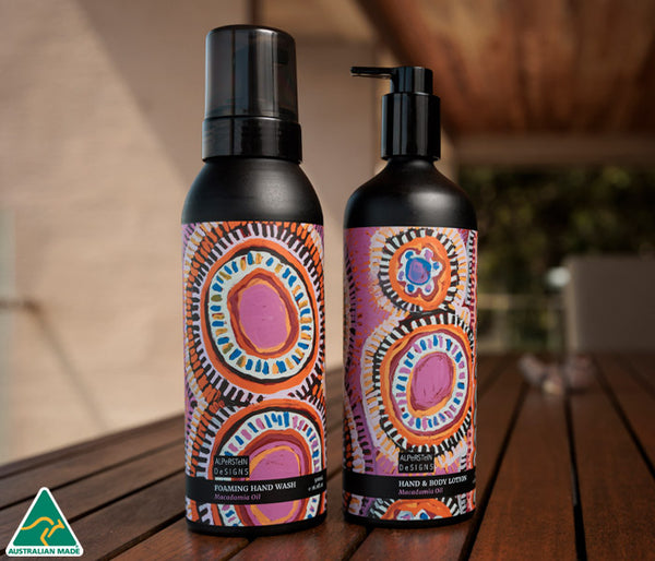 Aboriginal Art Lotion and Hand Wash Gift Set - Macadamia Oil ...
