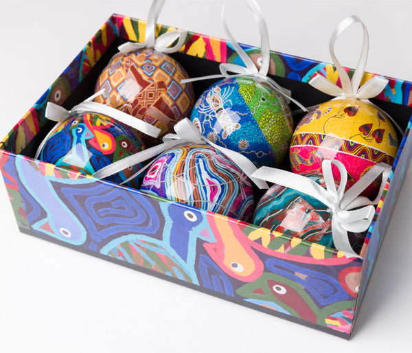 Aboriginal Art Christmas Baubles - Box of 6 - Martumili Artists ...