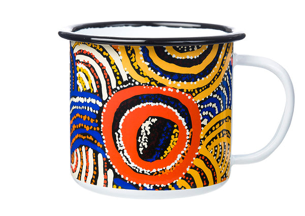 Aboriginal Art Enamel Mug - Papulankutja Artists - Alperstein Designs